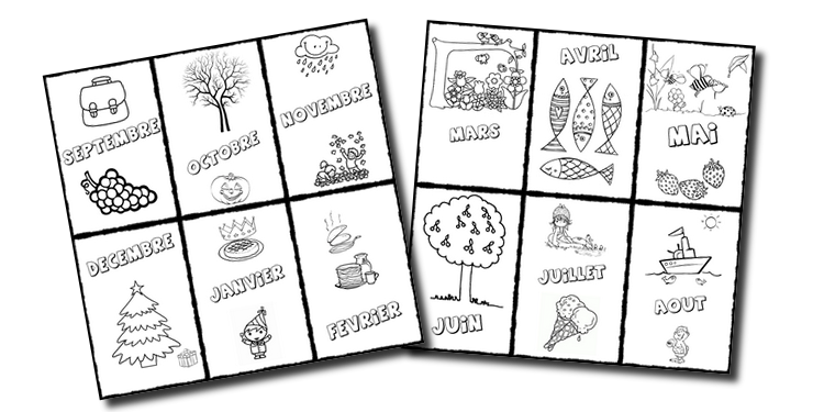 Les mois de l’année pour le cahier de vie – Maternelle