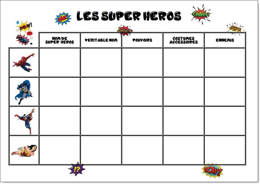 Les super-héros – Littérature CM1/CM2